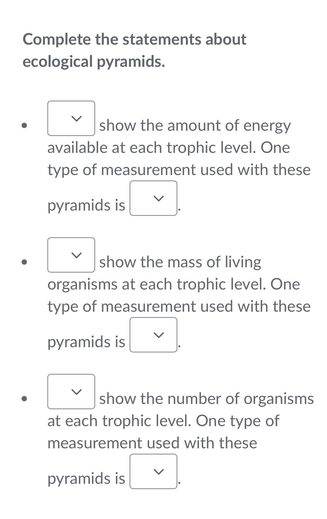 Complete the statements about ecological | StudyX