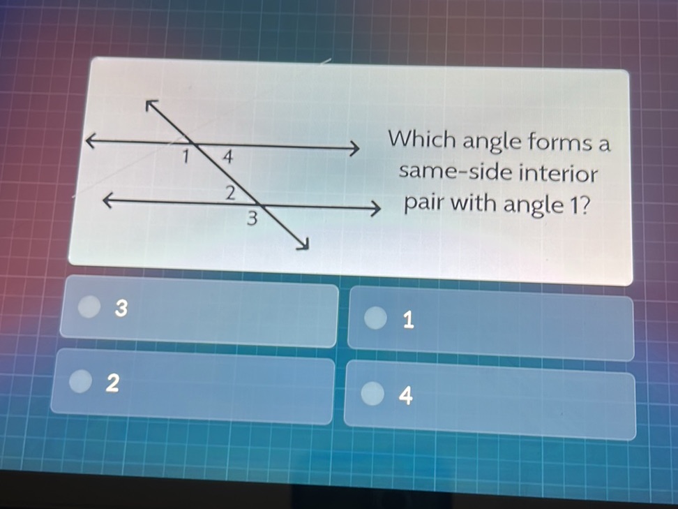 Which angle forms a same-side interior pair | StudyX