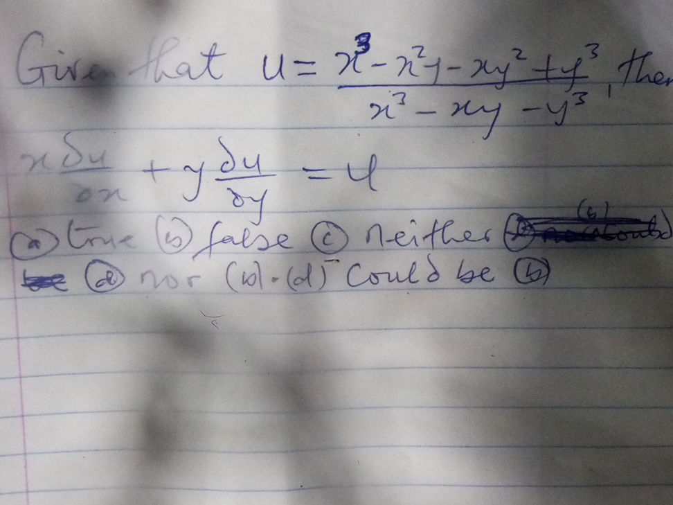 Given that $u = {x^3 - x^2y - xy^2 + | StudyX