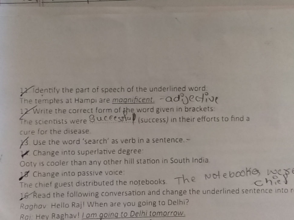 12. Identify the part of speech of the | StudyX