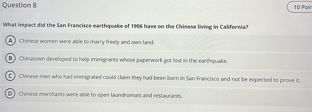 What impact did the San Francisco earthquake | StudyX
