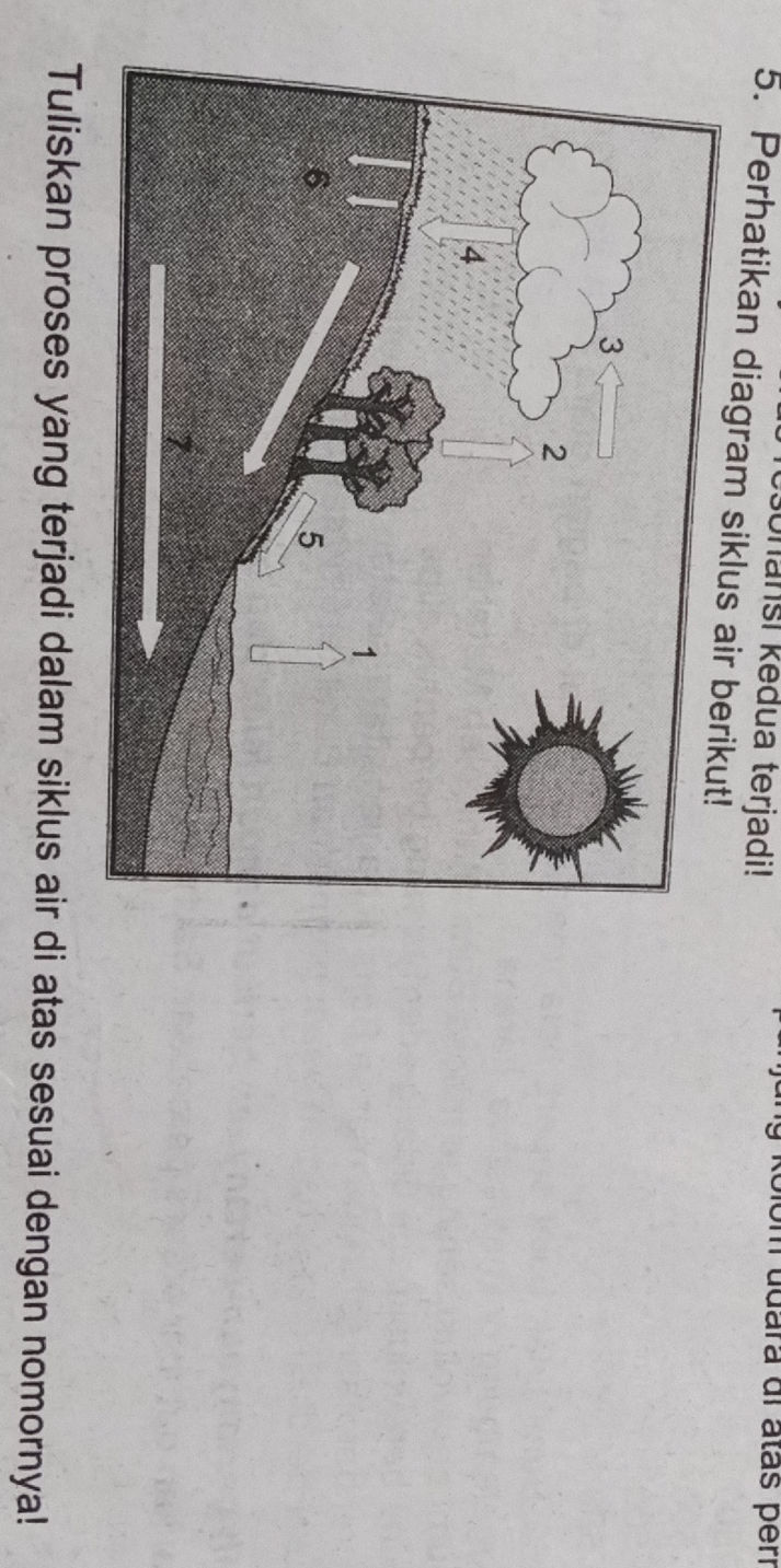 5. Perhatikan diagram siklus air berikut! | StudyX