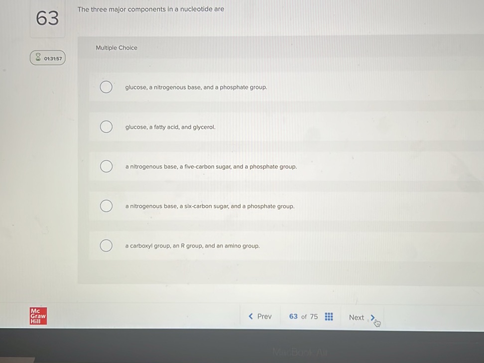 The three major components in a nucleotide | StudyX
