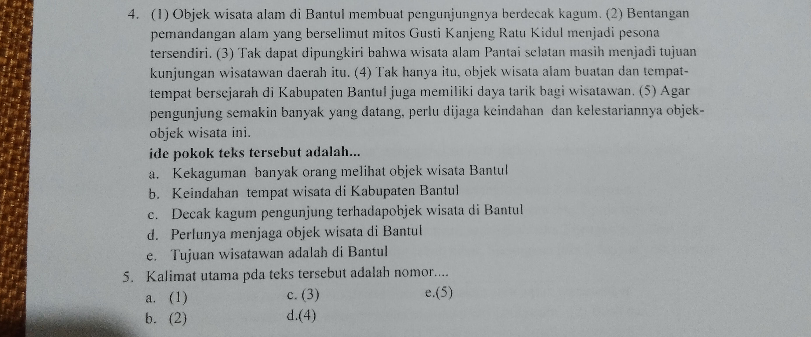 4. (1) Objek wisata alam di Bantul membuat | StudyX