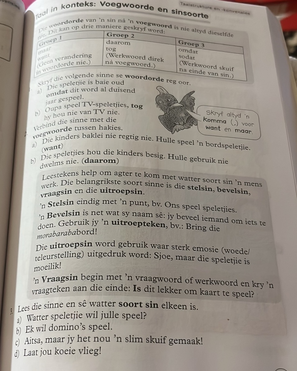 Die woordorde van 'n sin na 'n voegwoord is
