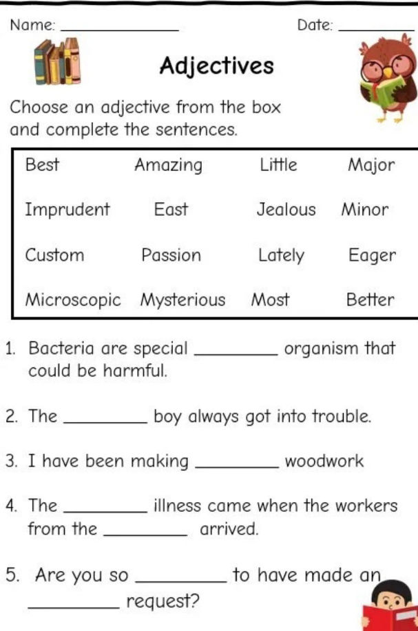 Choose an adjective from the box and | StudyX