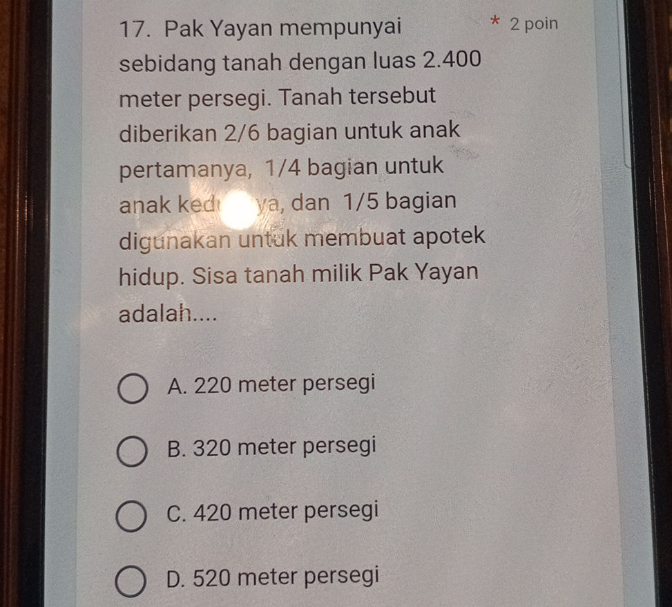 17. Pak Yayan mempunyai sebidang tanah | StudyX