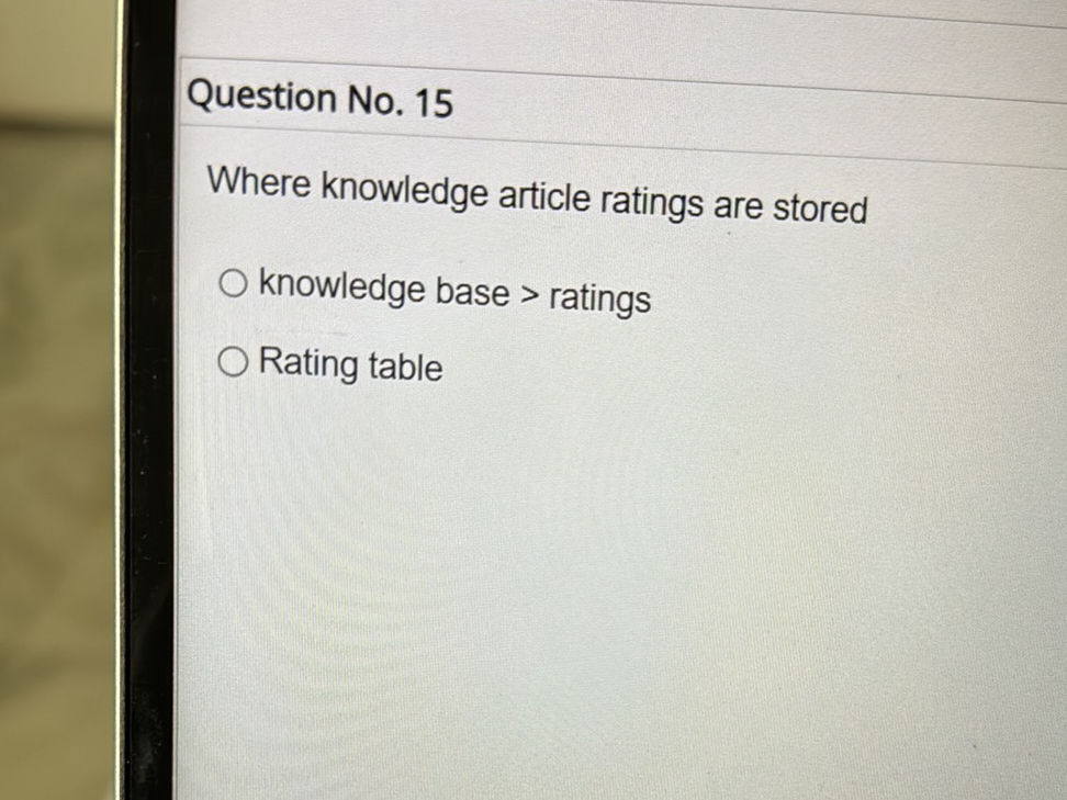 Where knowledge article ratings are stored | StudyX