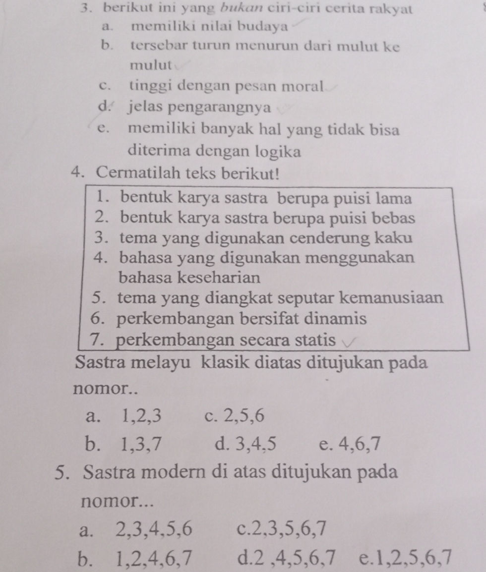 3. berikut ini yang bukan ciri-ciri cerita | StudyX