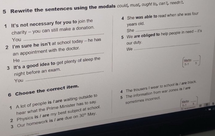 5 Rewrite the sentences using the modals | StudyX