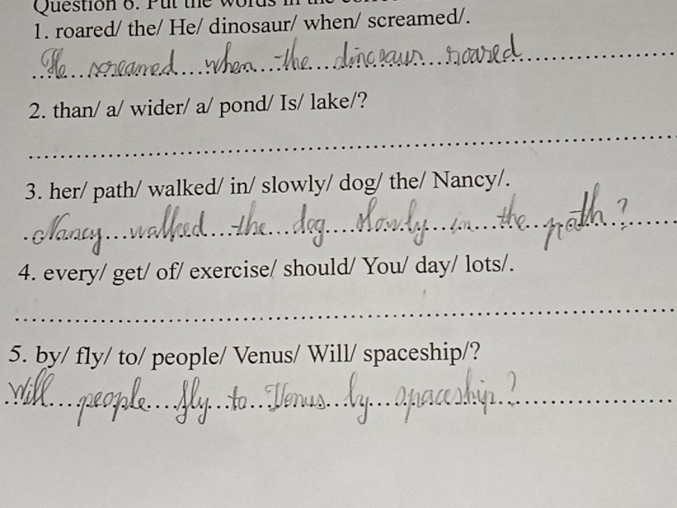 Question 6. Put the words in the correct | StudyX