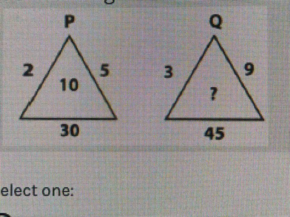 The image shows two triangles with numbers | StudyX