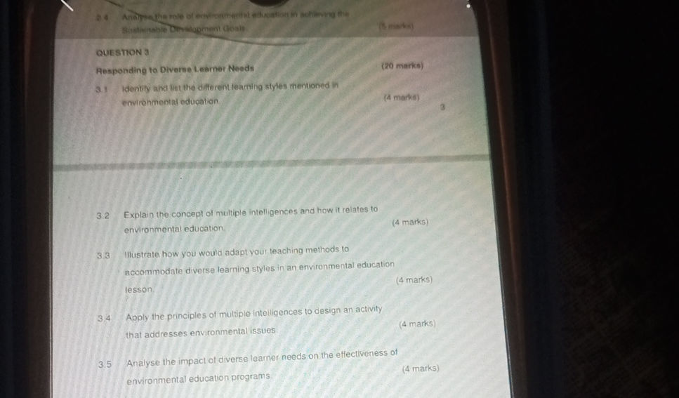 3. Analyse the role of environmental | StudyX