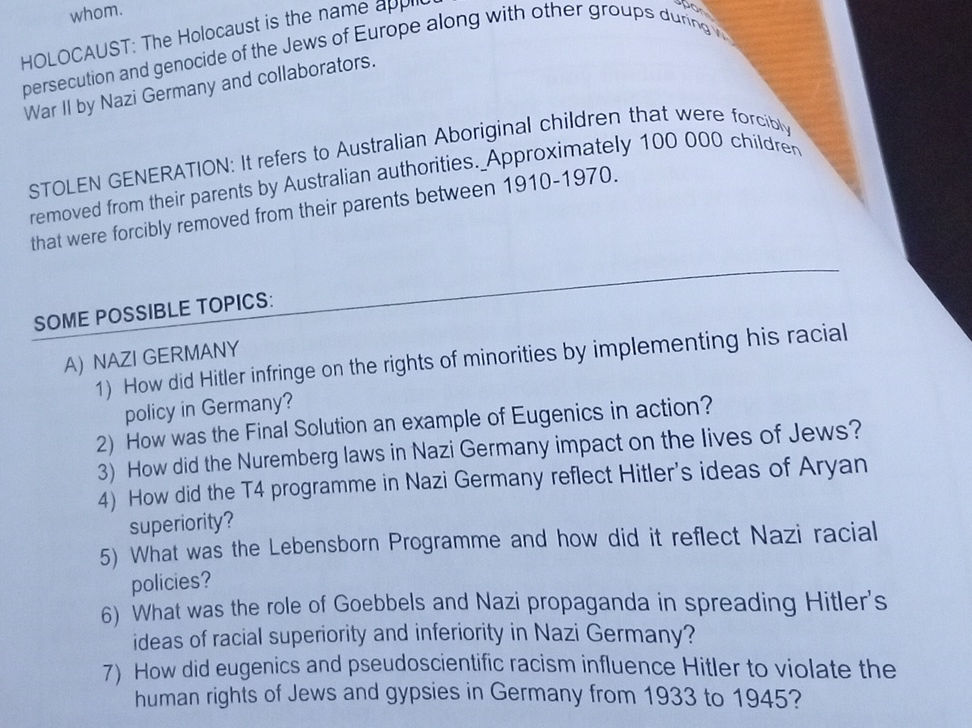 A) NAZI GERMANY 1) How did Hitler infringe