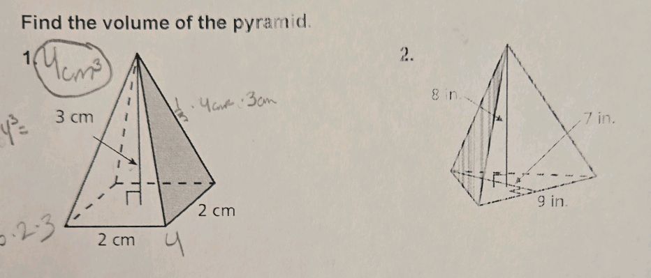 Find the volume of the pyramid. 1. The | StudyX