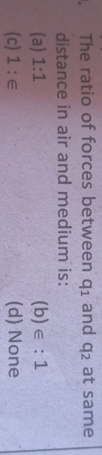 The ratio of forces between q1 and q2 at | StudyX
