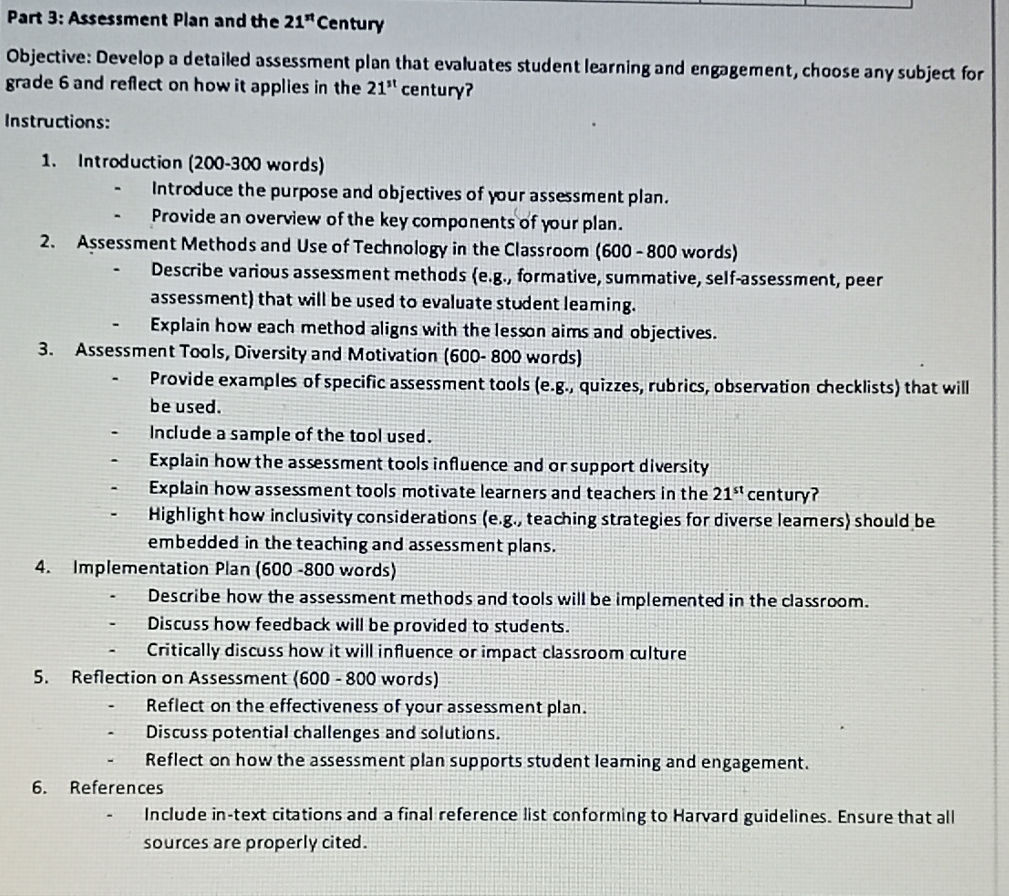 Part 3: Assessment Plan and the 21st Century | StudyX