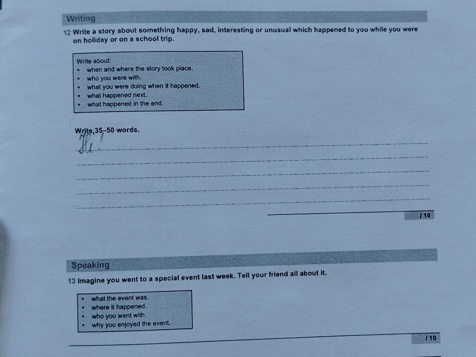 12 Write a story about something happy, sad, | StudyX