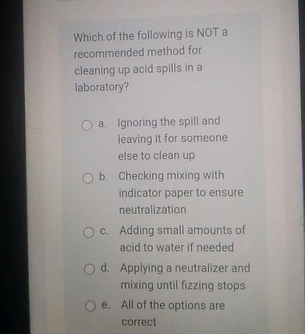 Which of the following is NOT a recommended | StudyX