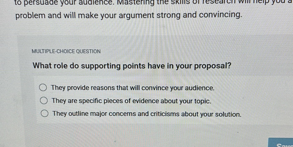 What role do supporting points have in your | StudyX