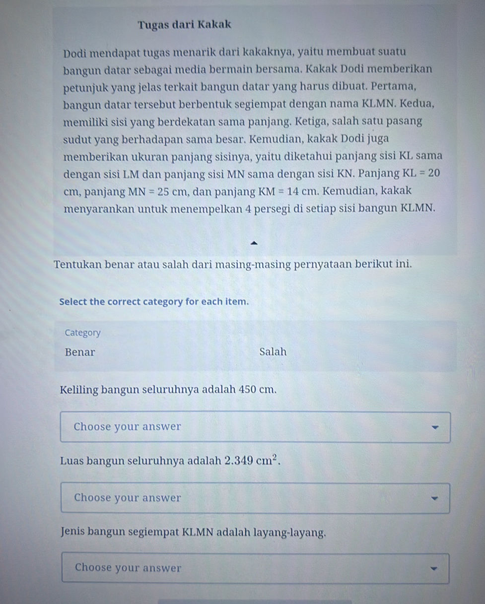 Tentukan benar atau salah dari masing-masing | StudyX