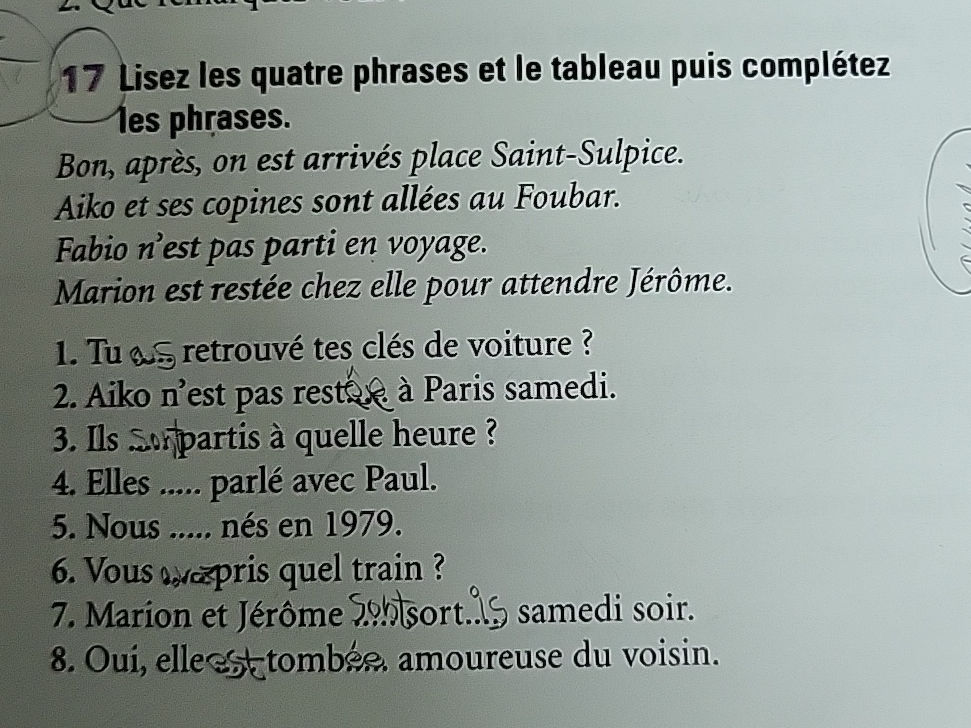 17 Lisez les quatre phrases et le tableau | StudyX
