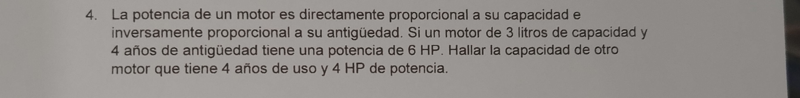4. La potencia de un motor es directamente | StudyX