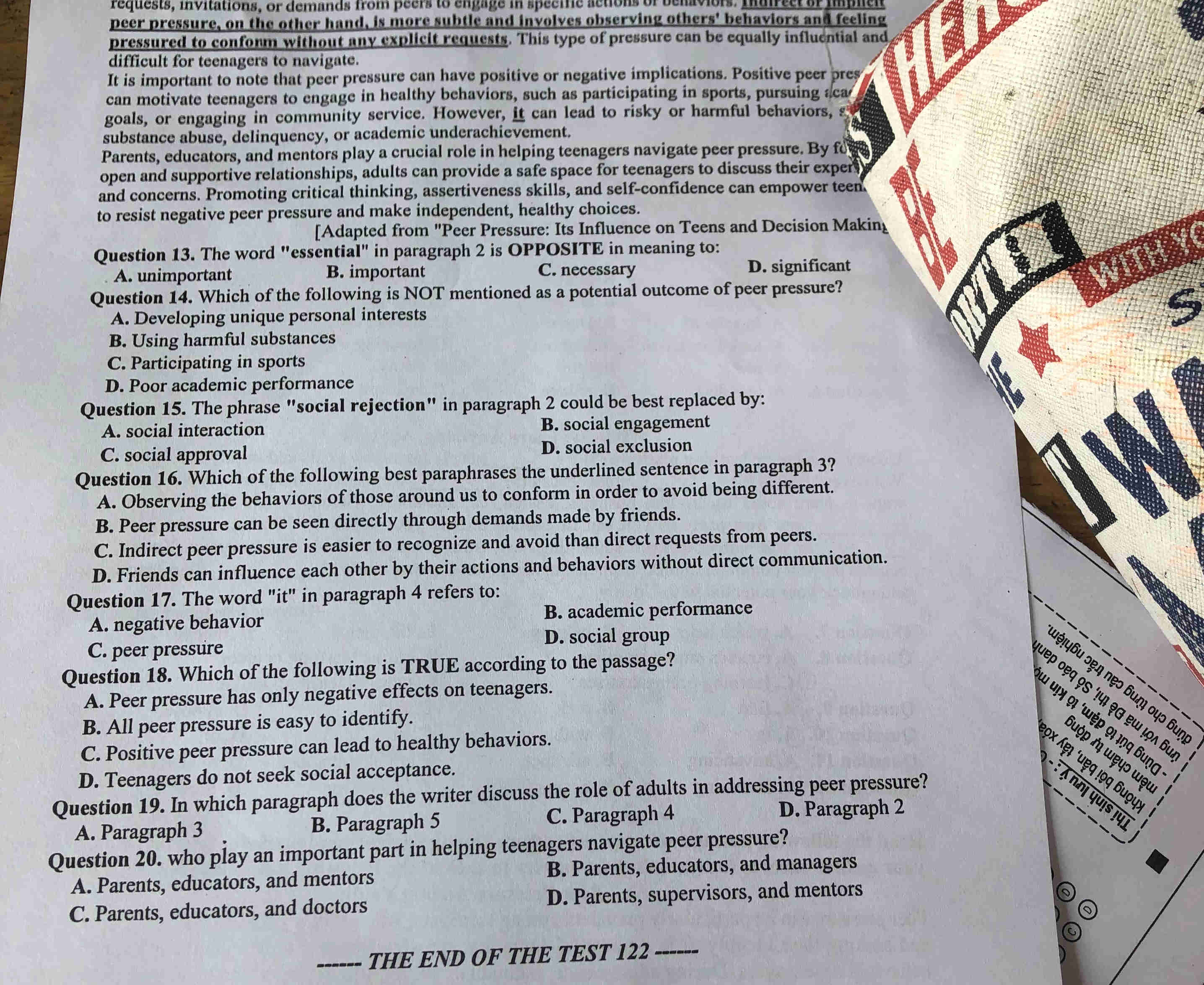 Question 13. The word "essential" in | StudyX