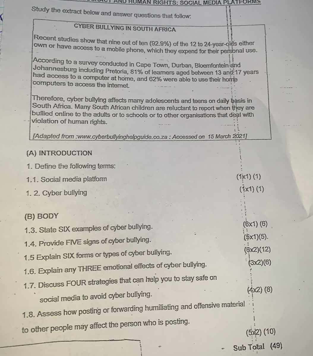 Study the extract below and answer questions | StudyX