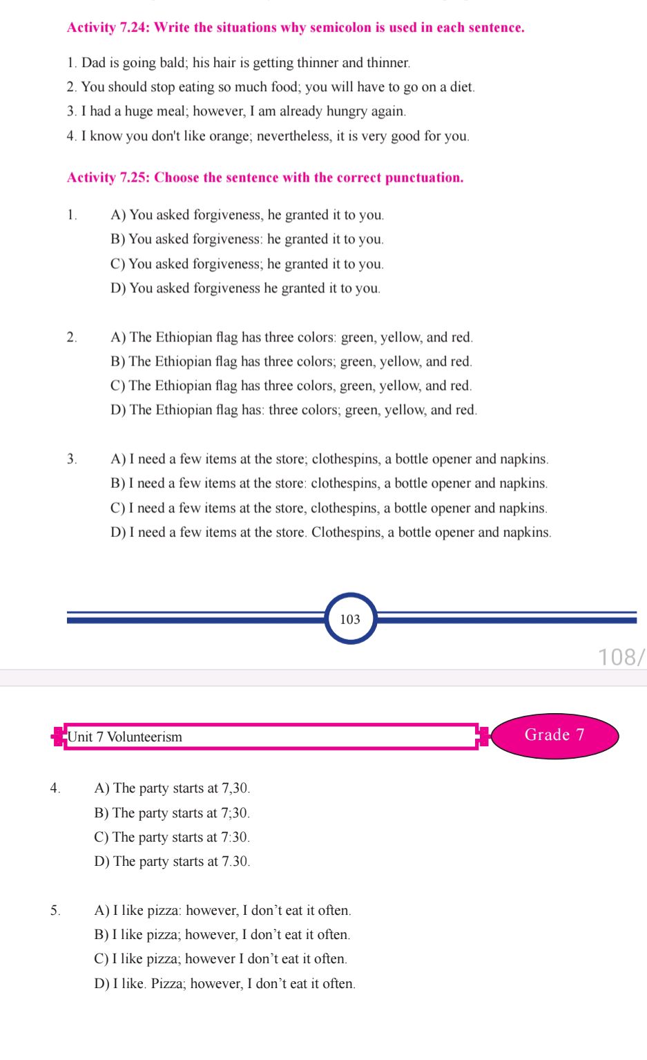 Activity 7.24: Write the situations why | StudyX