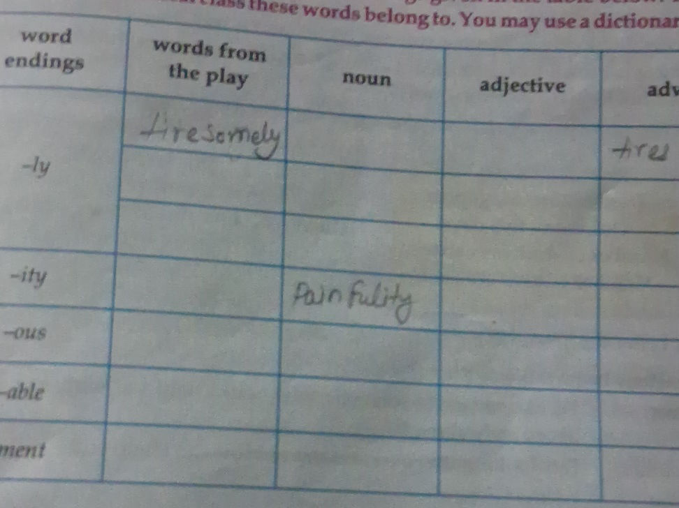 Classify the words in the table below based | StudyX