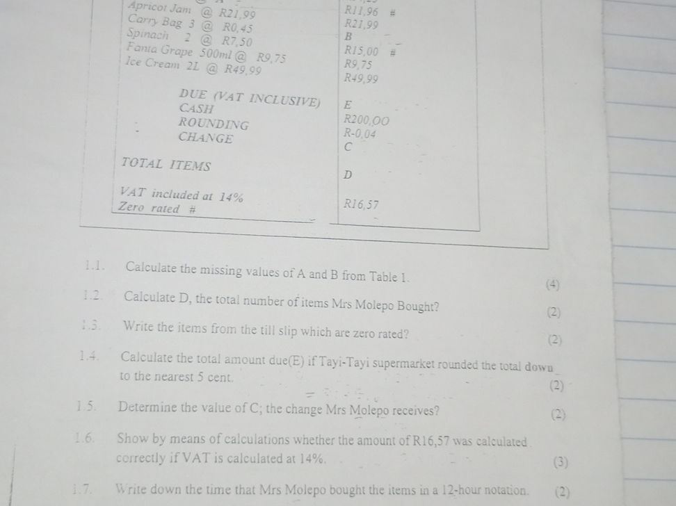 1.1. Calculate the missing values of A and B | StudyX
