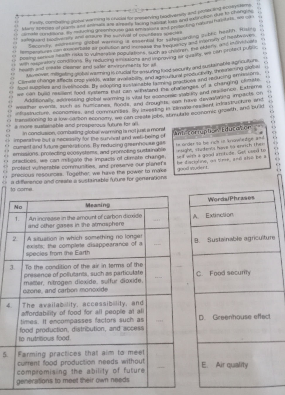 Match the meanings with the words/phrases. | StudyX