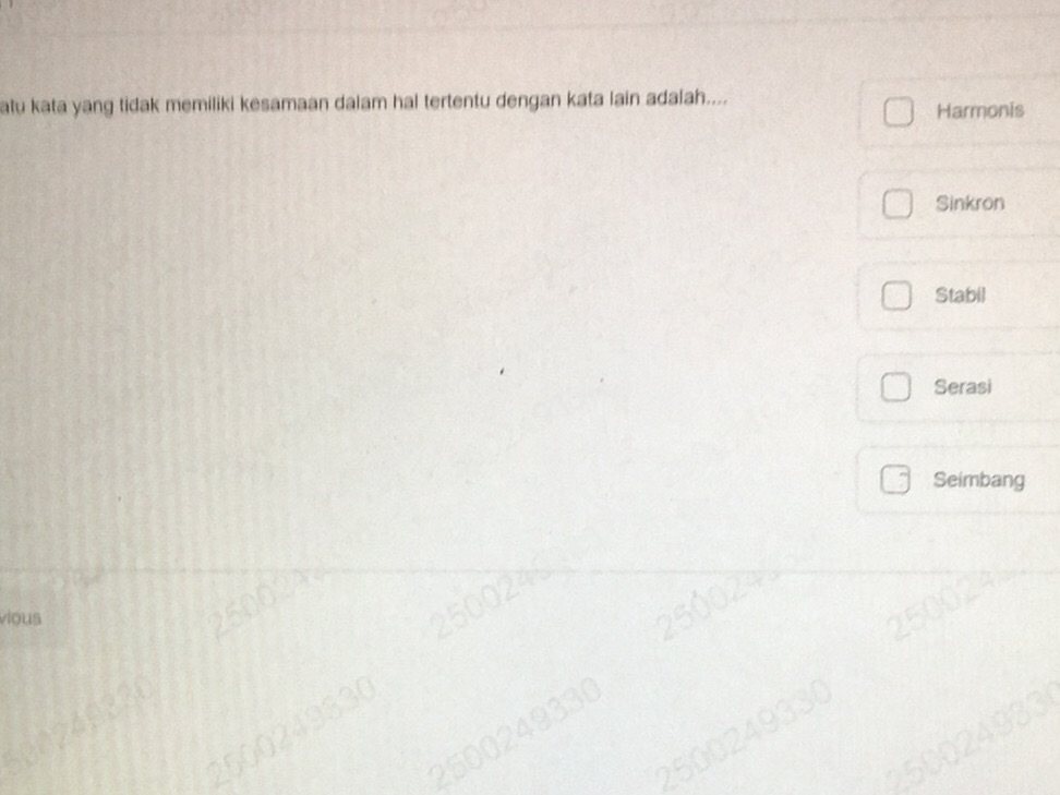 atu kata yang tidak memiliki kesamaan dalam | StudyX