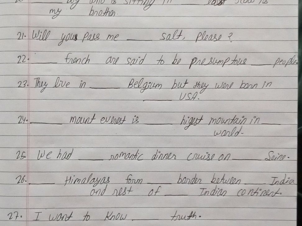 21. Will you pass me ____ salt, please? 22. | StudyX