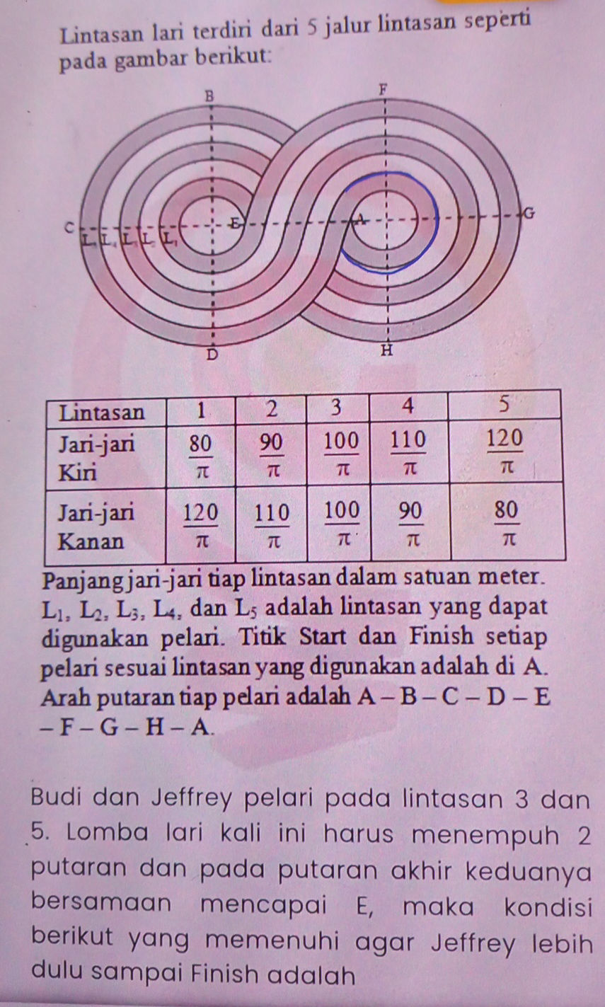 Lintasan lari terdiri dari 5 jalur lintasan | StudyX