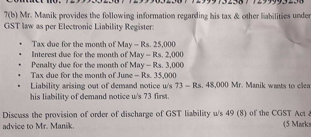 Mr. Manik provides the following information | StudyX