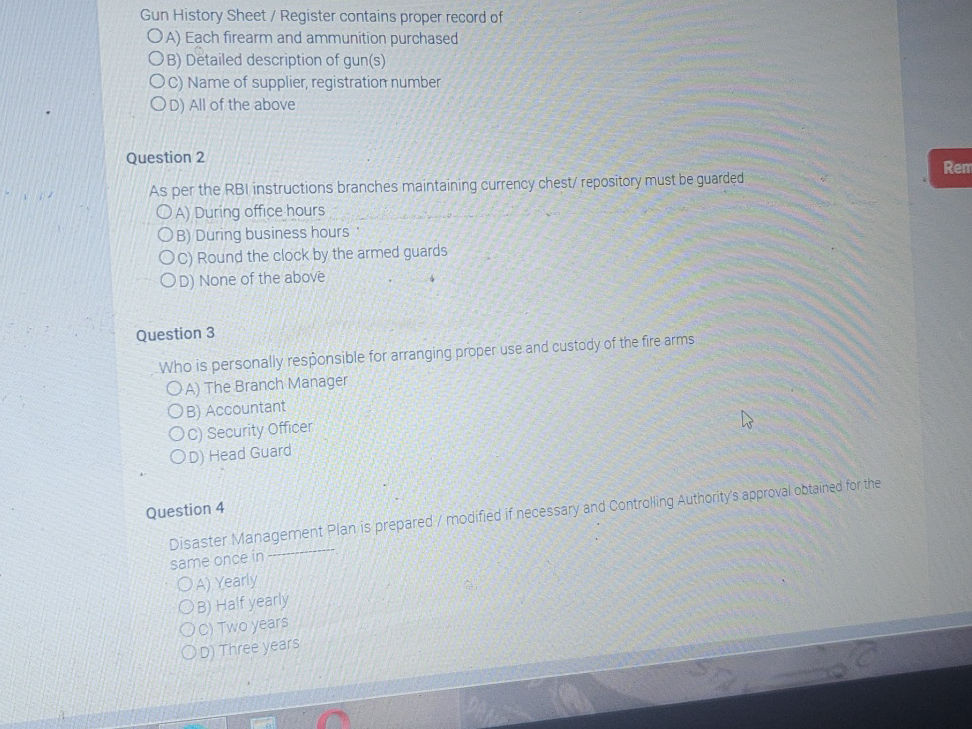 Gun History Sheet / Register contains proper | StudyX