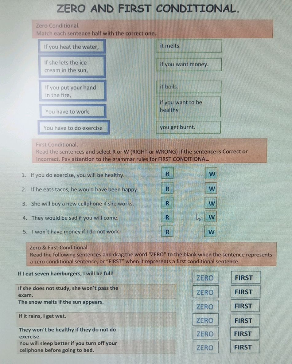 Zero Conditional. Match each sentence half | StudyX