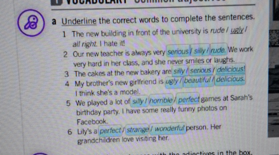 a Underline the correct words to complete | StudyX