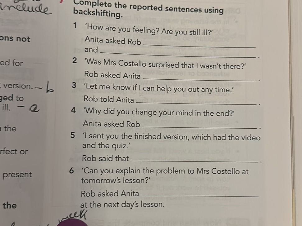 Complete the reported sentences using | StudyX