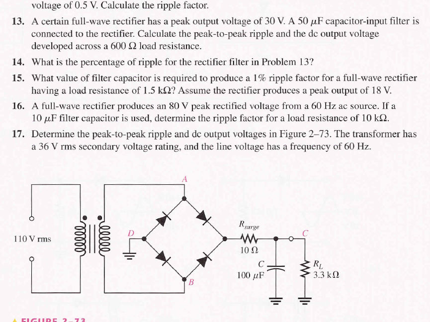 13. A certain full-wave rectifier has a peak | StudyX