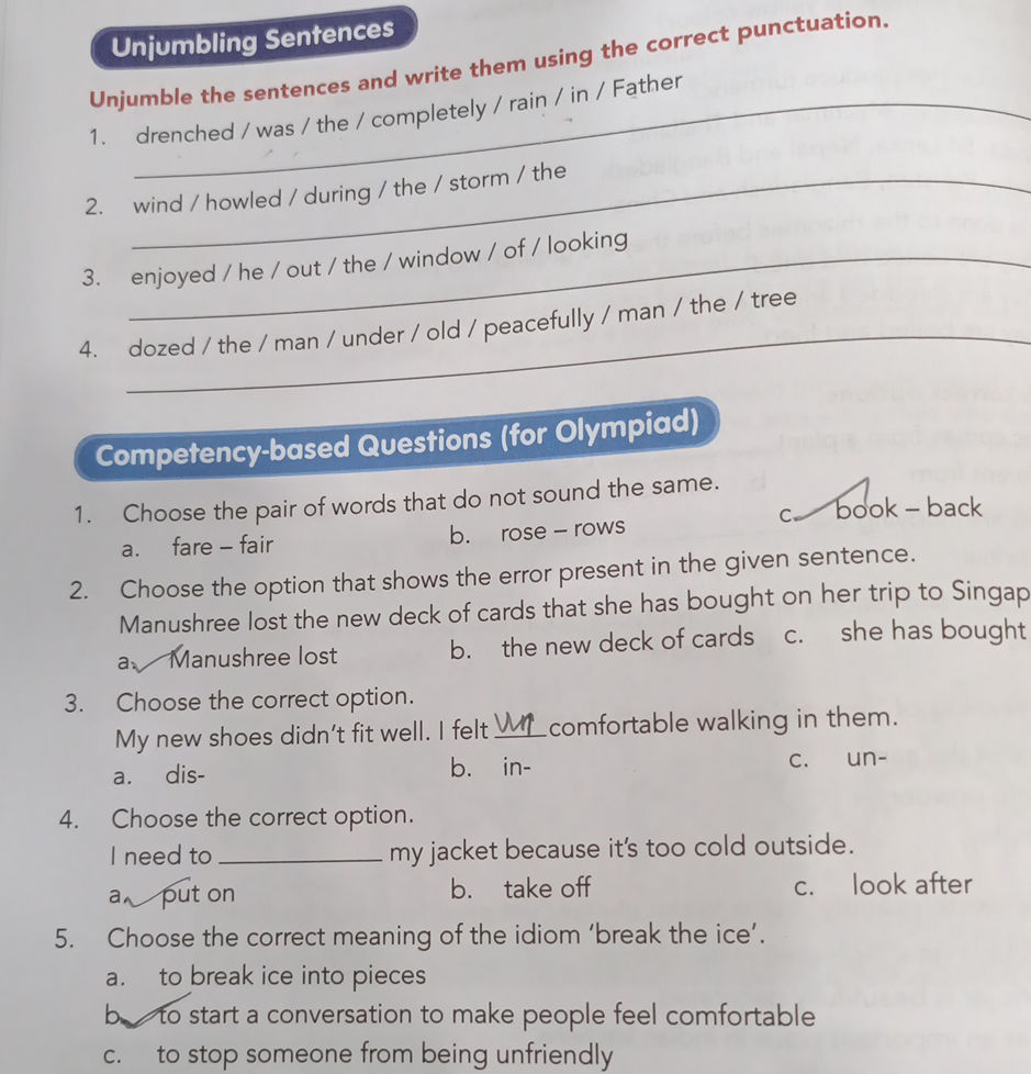 Unjumbling Sentences Unjumble the sentences | StudyX