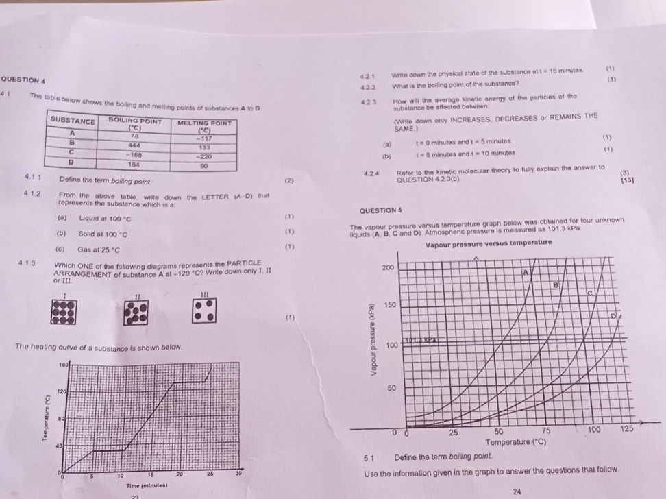 4. The table below shows the boiling and | StudyX