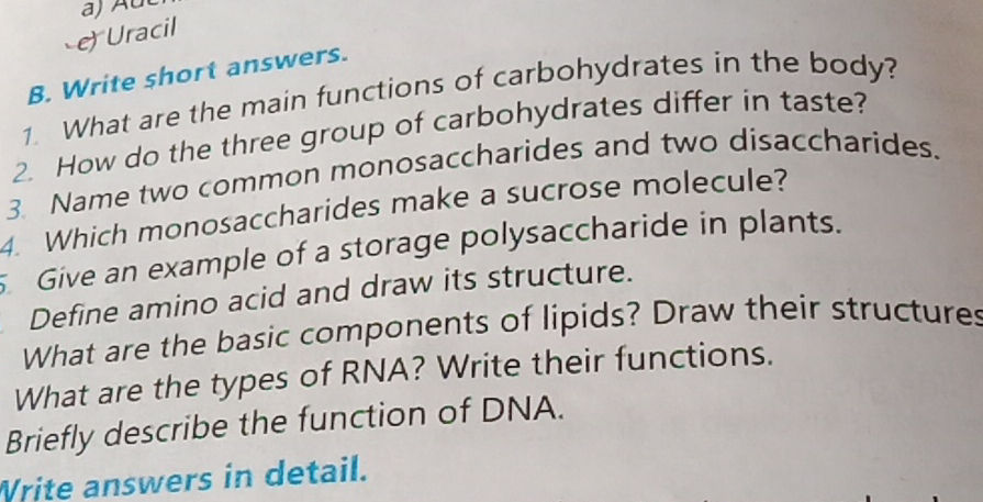 B. Write short answers. 1. What are the | StudyX