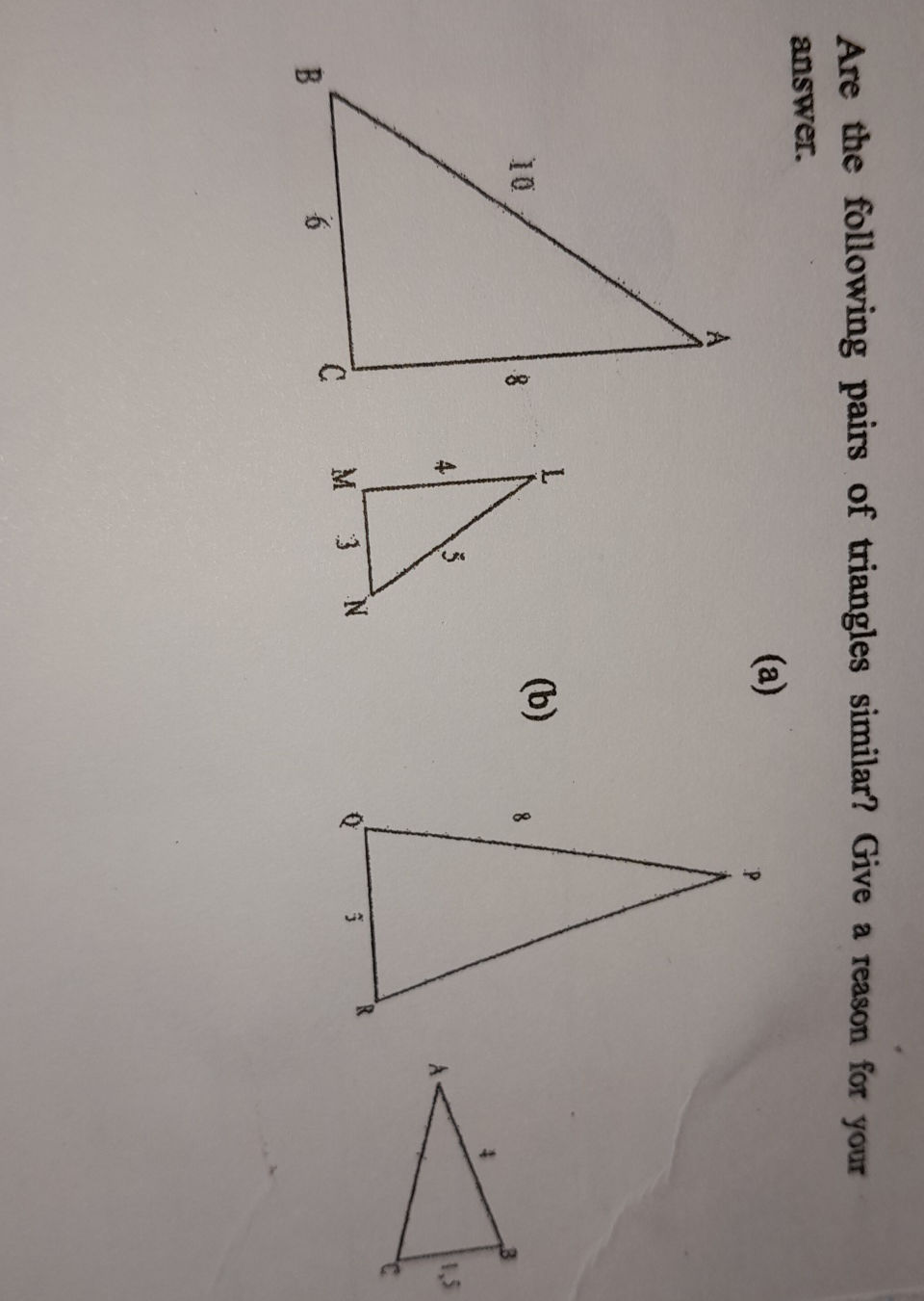 Are the following pairs of triangles | StudyX