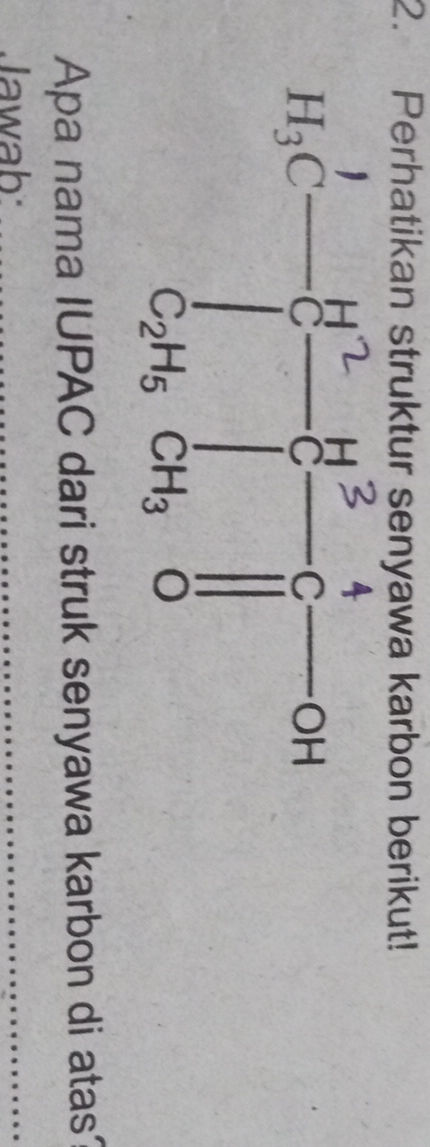 Perhatikan struktur senyawa karbon berikut! | StudyX