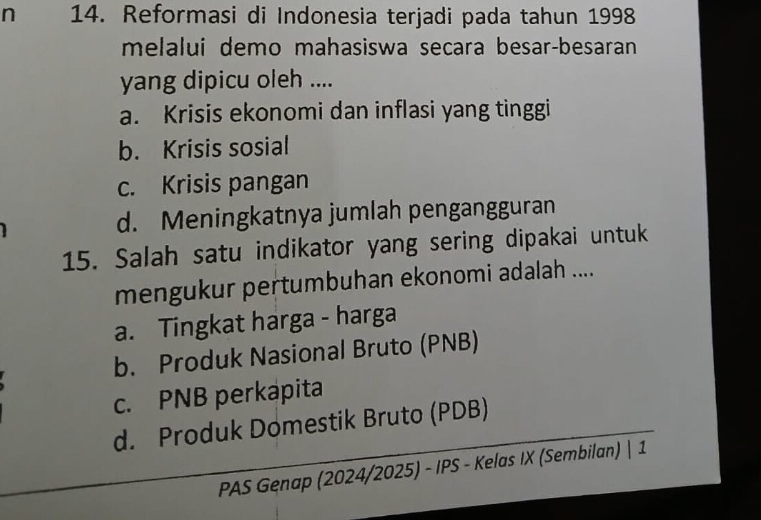 14. Reformasi di Indonesia terjadi pada | StudyX