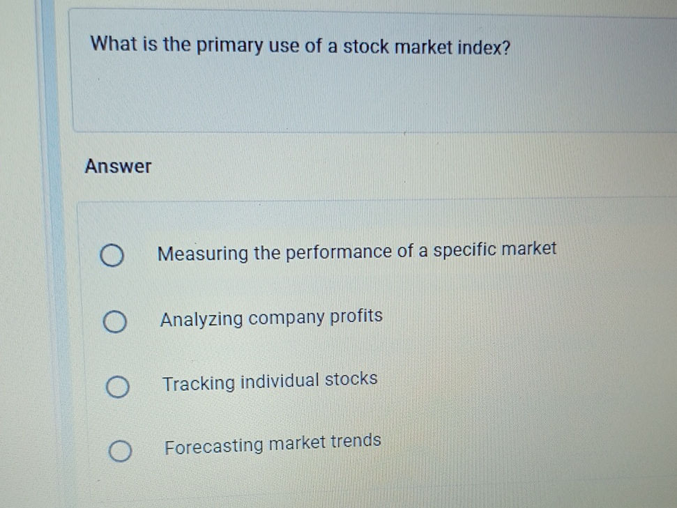 What is the primary use of a stock market | StudyX