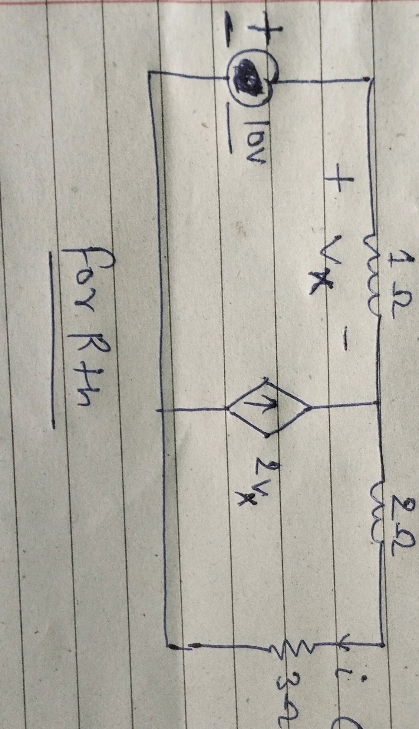 For Rth Circuit diagram with a 10V voltage | StudyX